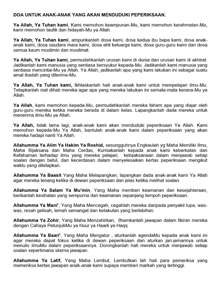 Doa Untuk Anak-Anak | PDF