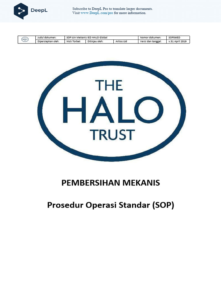 Halo Global Ied Clearance Sop Part 4 Mechanical Clearance Id | PDF