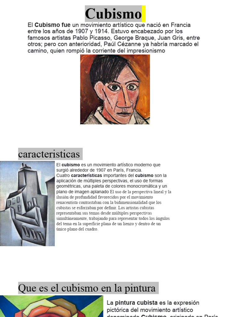 Características y tipos del Cubismo | PDF | Arte | Clásicos