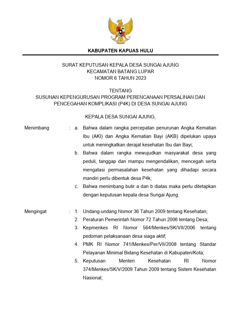 SK P4K Tahun 2023 | PDF