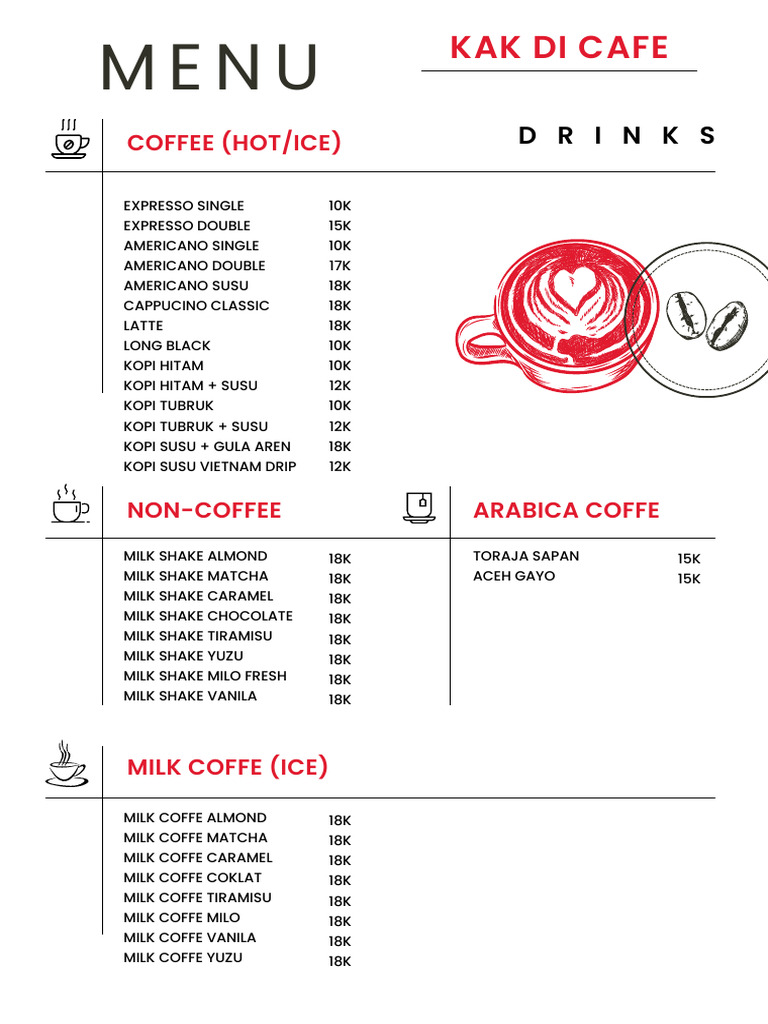 Kak Di Cafe Menu by Uhuy Art | PDF | Coffee | Cuisine