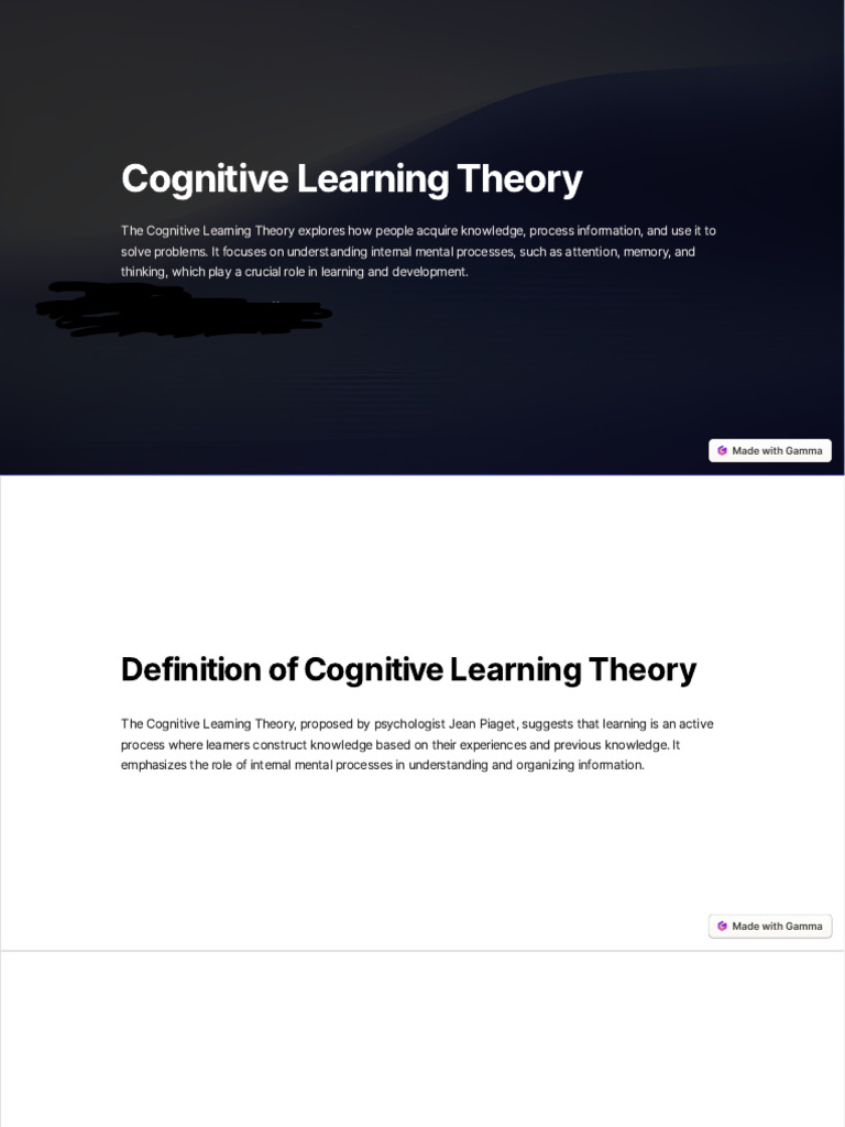 Cognitive Learning Theory | PDF | Learning | Learning Theory (Education)