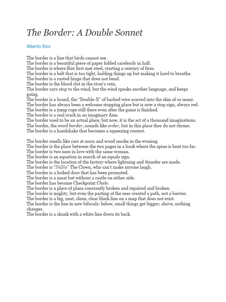 The Border Alberto Rios | PDF | Home & Garden