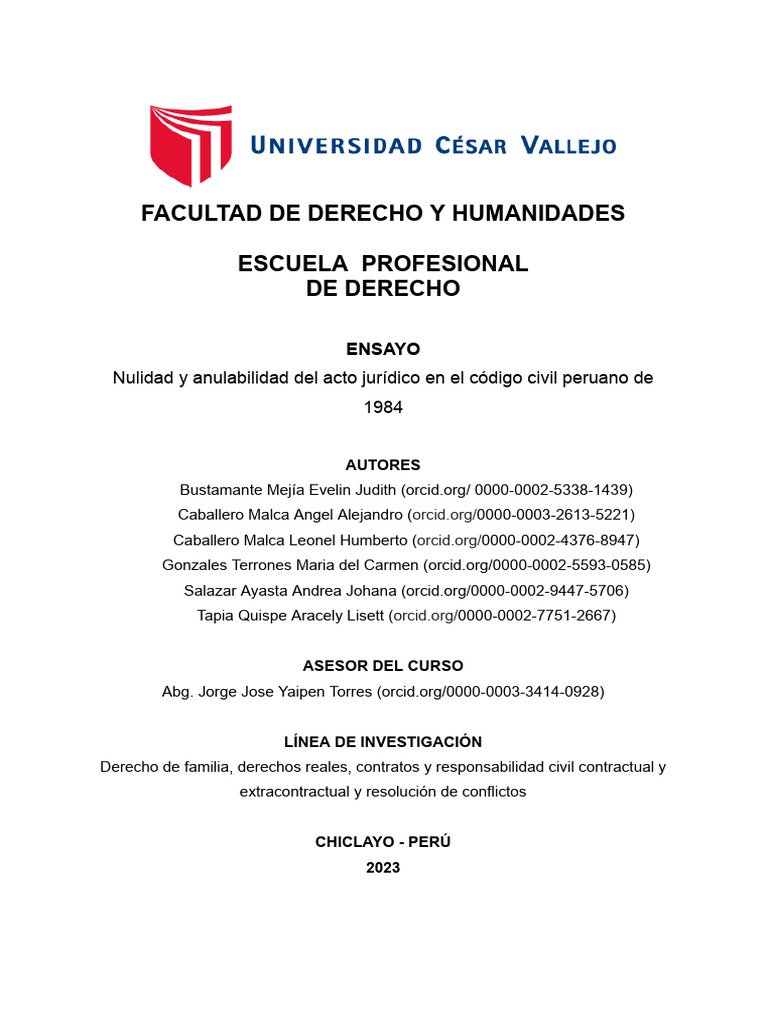 Nulidad y Anulabilidad Del Acto Jurídico en El Código Civil de 1984 | PDF