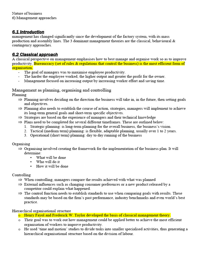 Management Approaches | PDF