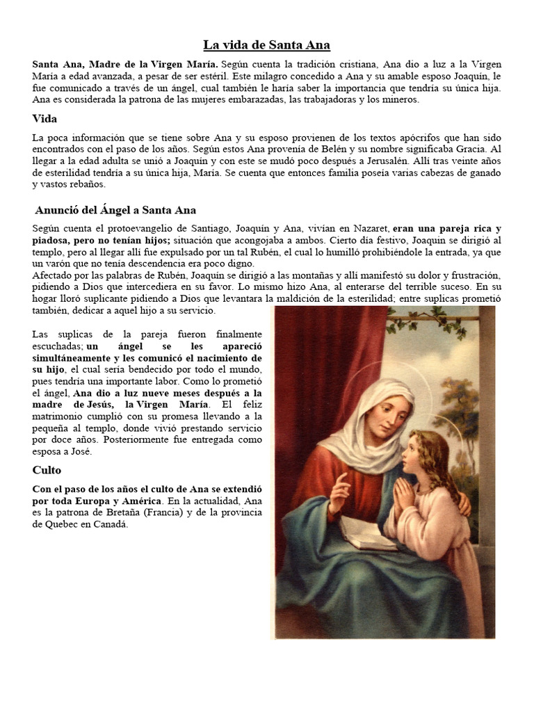 La Vida de Santa Ana | PDF