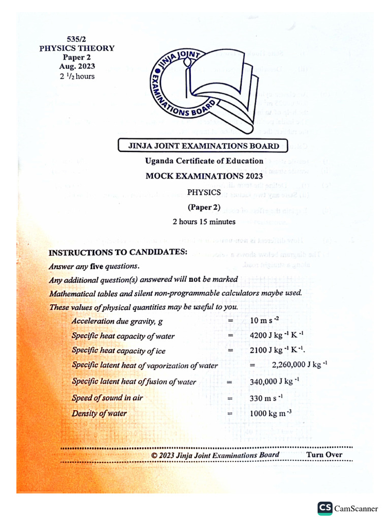 Uce Physics Jjeb pp2 2023 | PDF