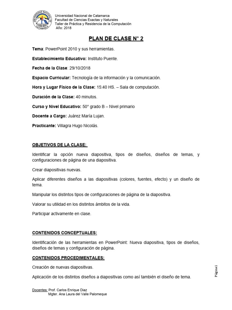 Plan de Clase 2 - Villagra Hugo Nicolás | PDF