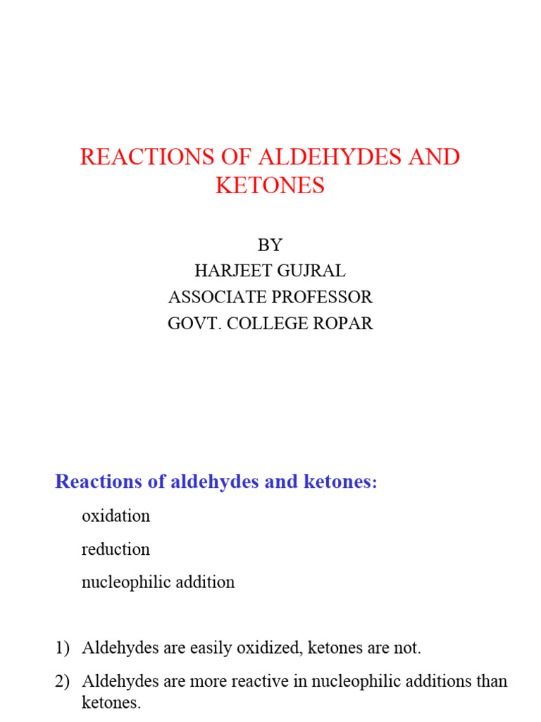 6 Aldehydes and Ketones-Reactions | PDF | Aldehyde | Ketone
