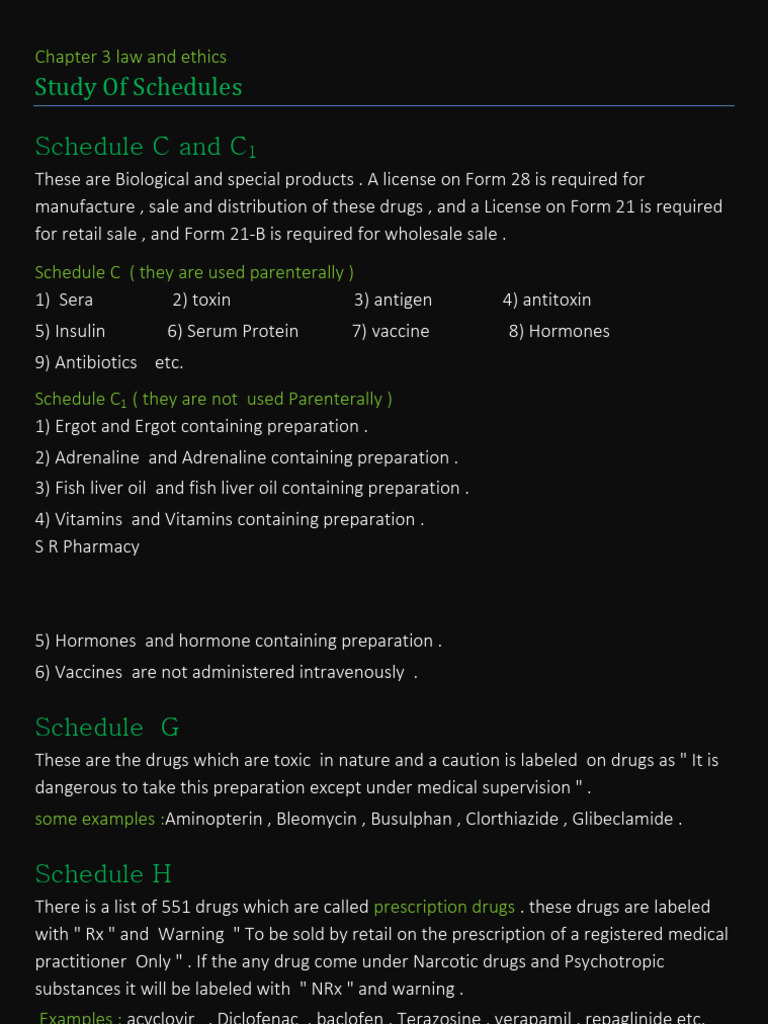Study of Schedules Law | PDF | Medical Prescription | Pharmacy