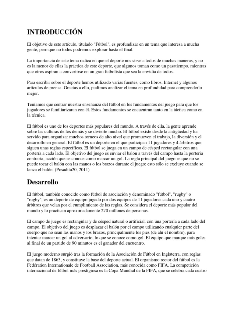 ensayo sobre el futbol | PDF