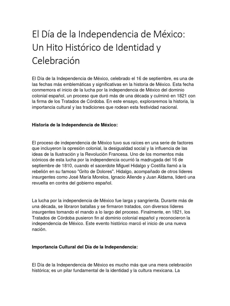 Historia y Celebración de la Independencia | PDF | México | Nueva españa