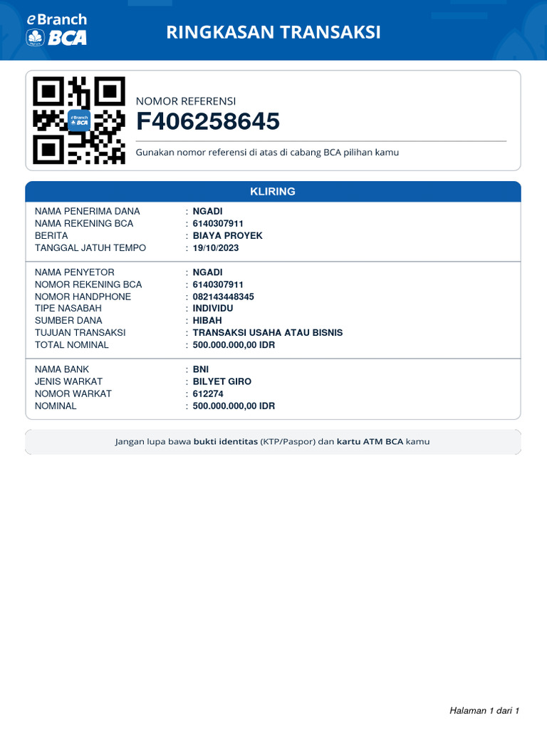 Contoh Ebranch Bca | PDF | Law