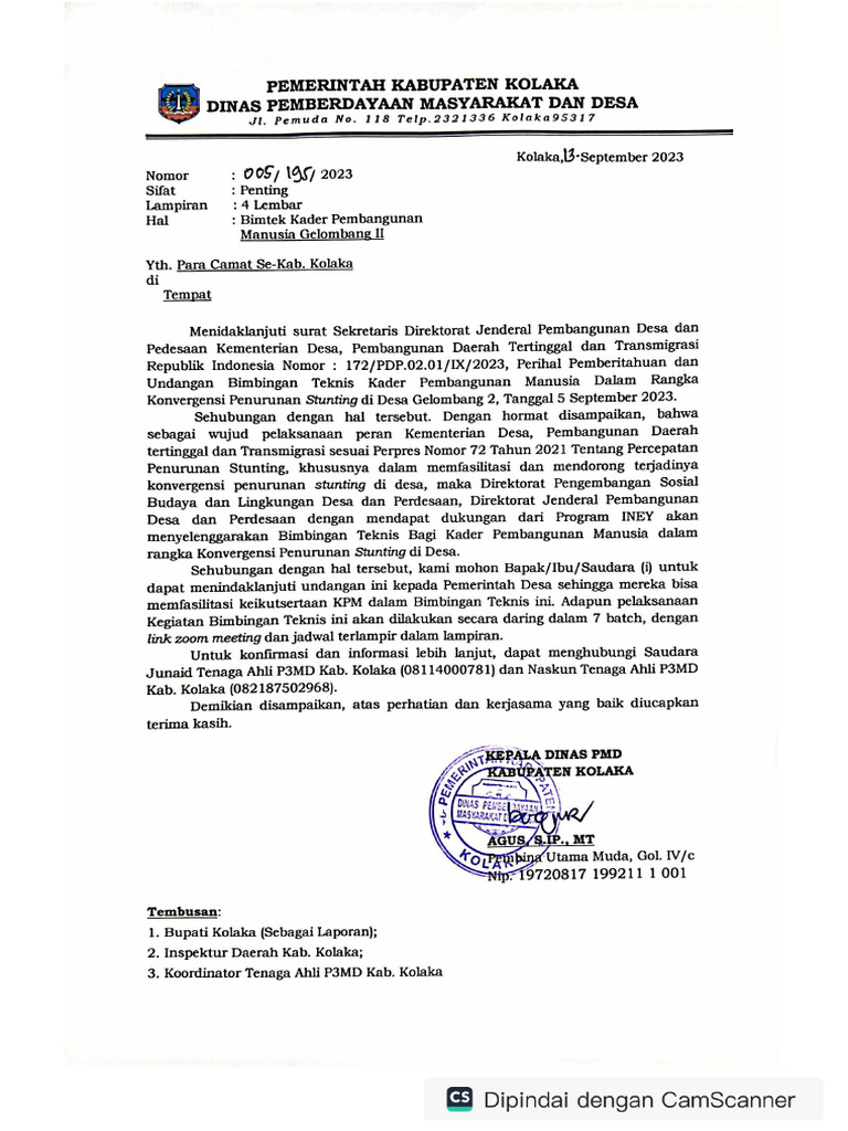 Undangan Bimtek KPM 2023 | PDF