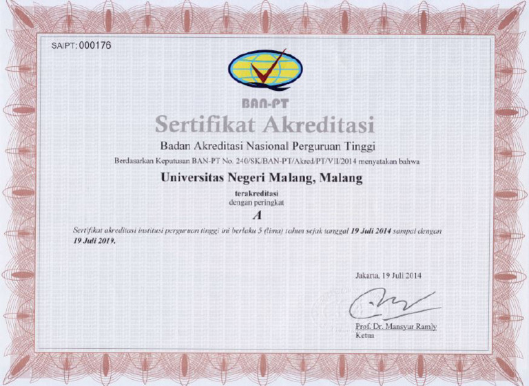Sertifikat Akreditasi Universitas | PDF