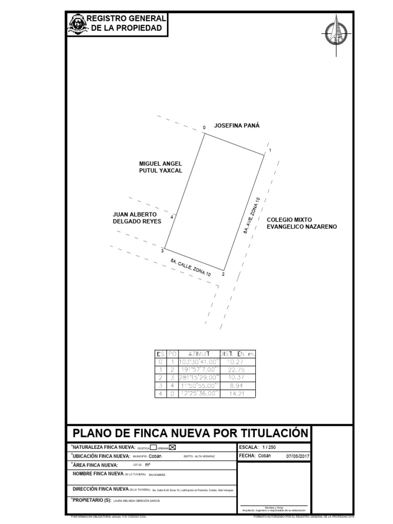 Plano de Titulación Supletoria | PDF