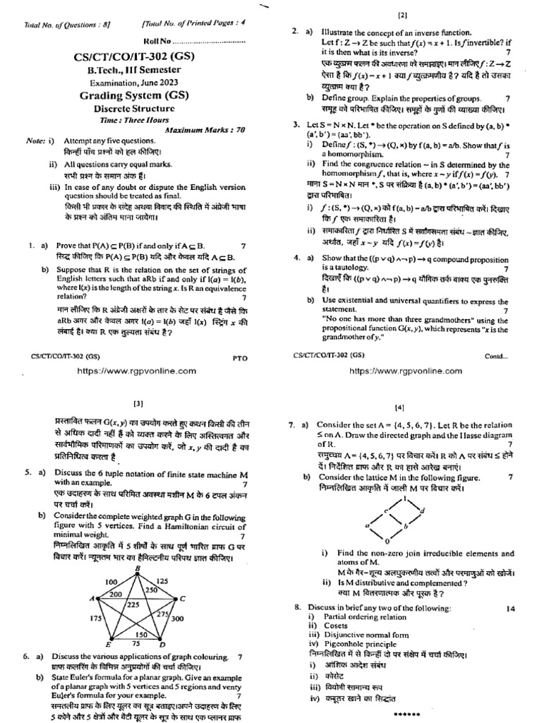Cs CT Co It 302 Discrete Structure Jun 2023 | PDF