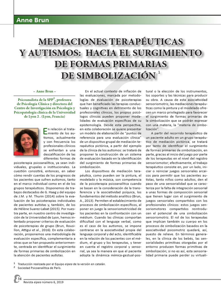 ANNE Brun - Mediaciones Terapeuticas y Autismos Hacia El Surgimiento de ...