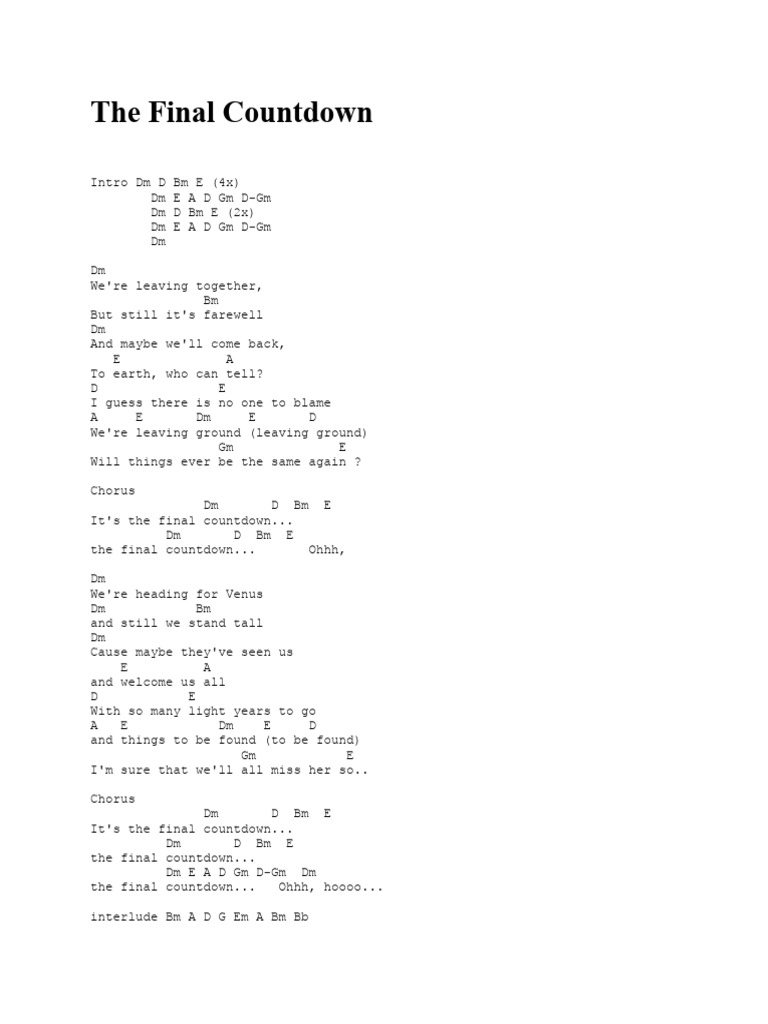 Chord the Final Countdown | PDF