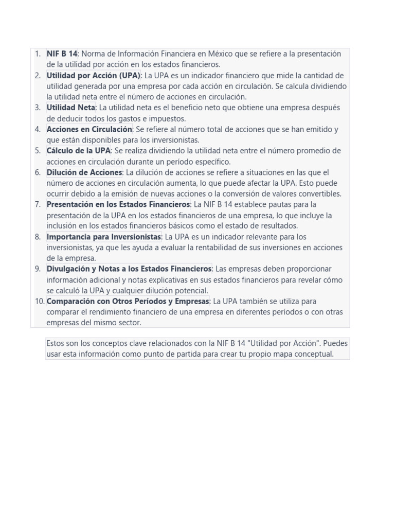 NIF B 14: Presentación de Utilidad por Acción | PDF | Finanzas y dinero
