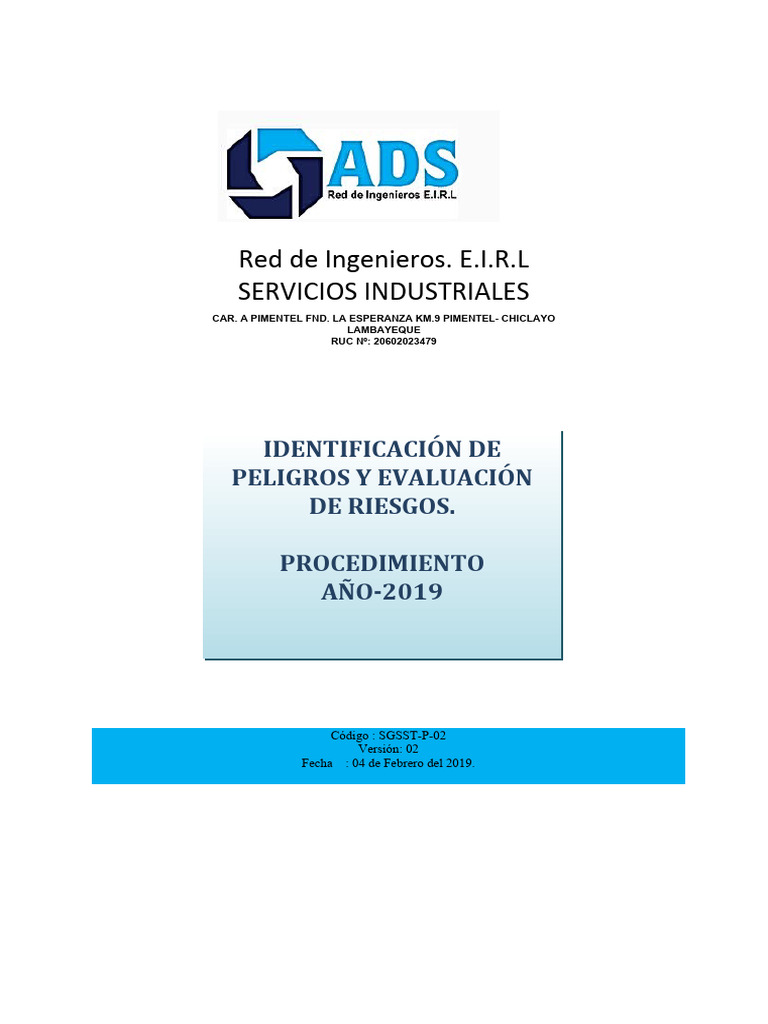 02 Procedimiento Procedimiento de Identificacion de Peligros y Evaluacion de Riesgos | PDF ...