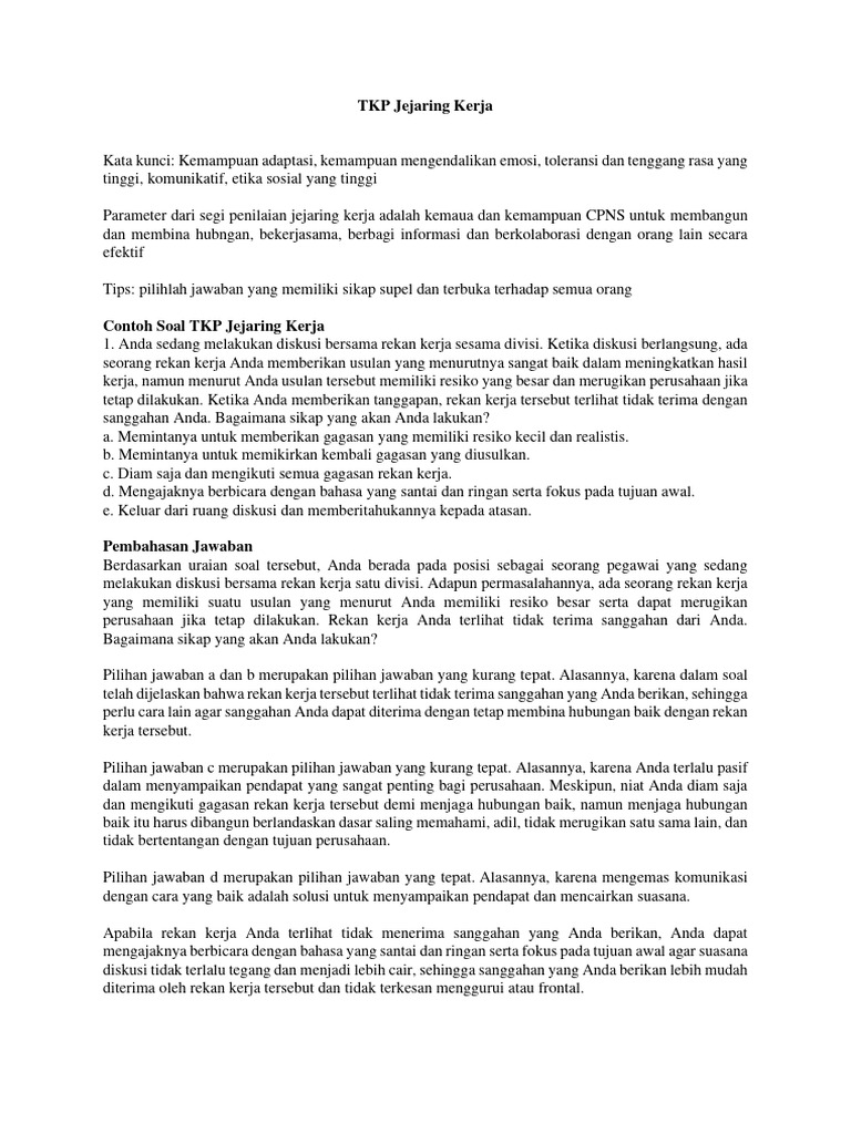 Materi TKP Jejaring Kerja | PDF