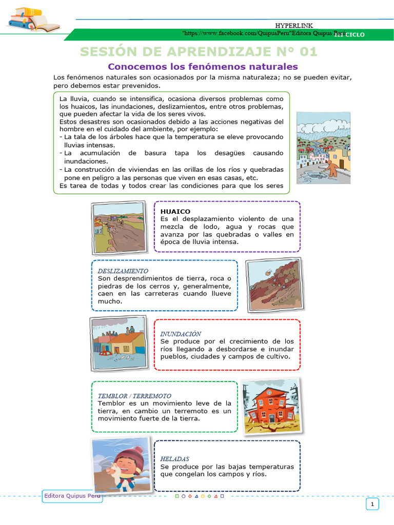 Sesión de Aprendizaje #01: Conocemos Los Fenómenos Naturales | PDF