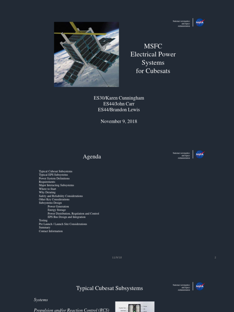 NASA Spacecraft Power Systems For CubeSats | PDF | Electric Power ...
