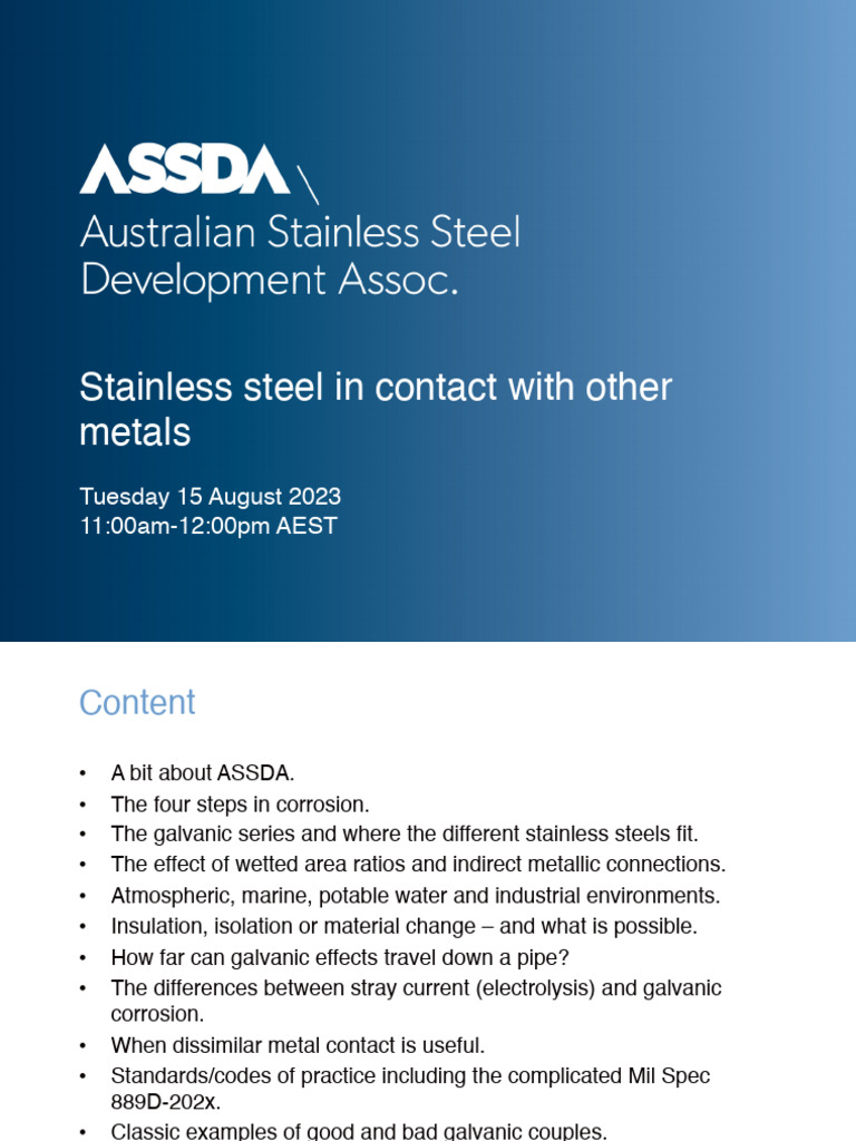 15aug23 SS in Contact With Other Metals | PDF | Corrosion | Stainless Steel