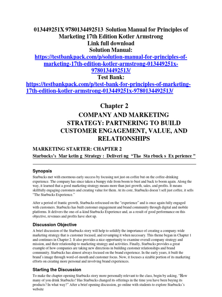 013449251X 9780134492513 Solution Manual For Principles of Marketing 17th Edition Kotler ...