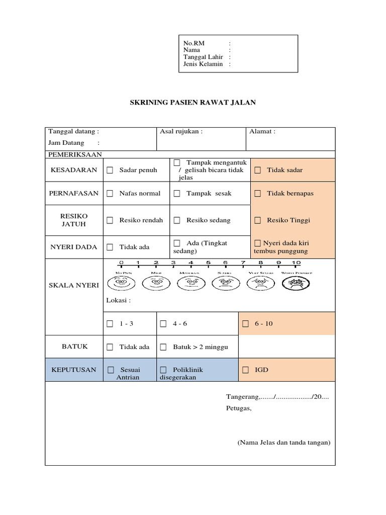 Form Skrining Rawat Jalan | PDF