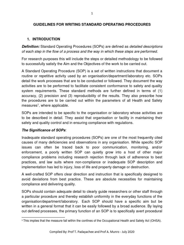 Guidelines-for-writing-standard-operating-procedures | PDF | Regulatory ...