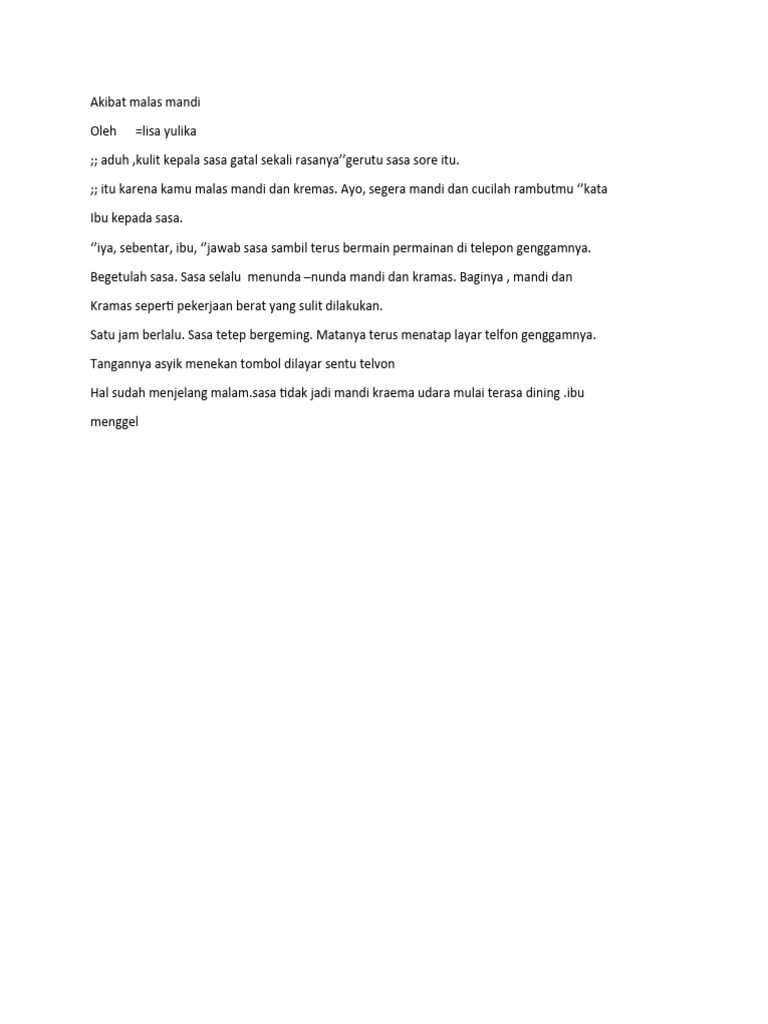 Akibat Malas Mandi | PDF