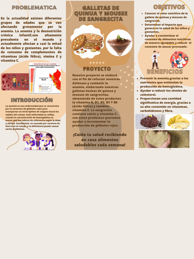 Folleto Tríptico Comida Saludable Orgánico Natural Naranja y Verde ...
