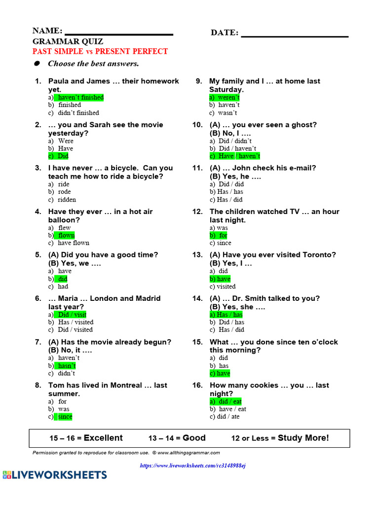 Simple Past & Present Perfect | PDF