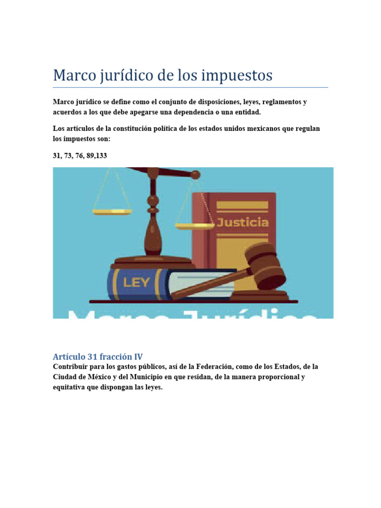 Marco Jurídico De Impuestos En México Pdf Evasión De Impuestos