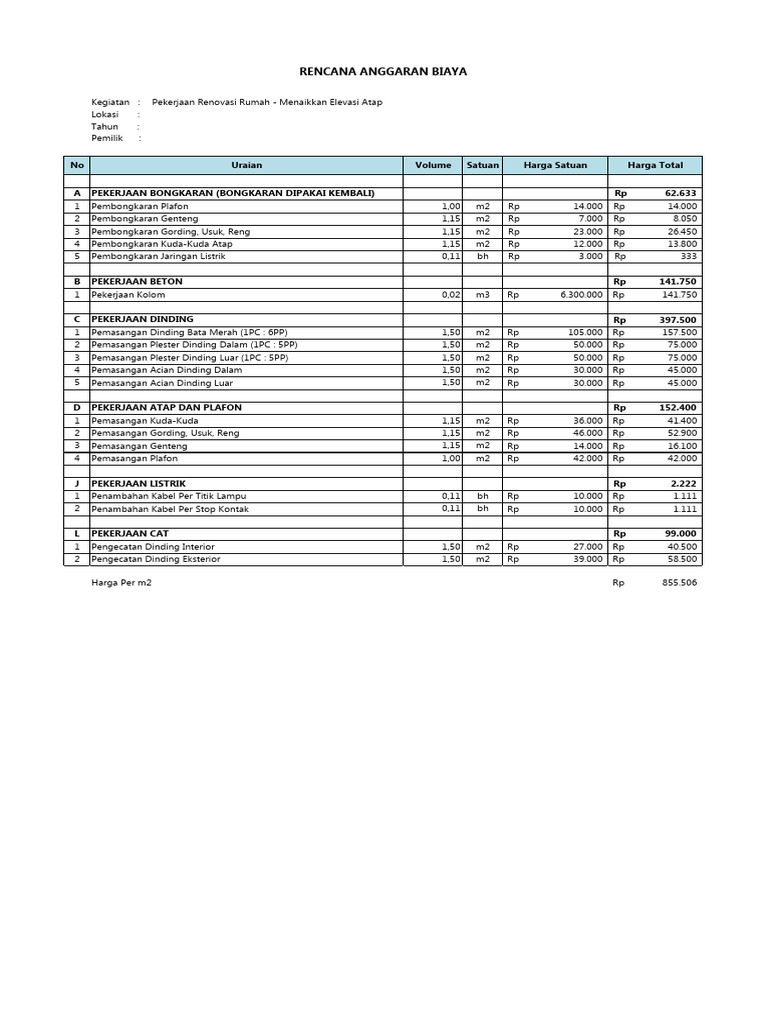 Renovasi Rumah: Menaikkan Atap dan Biaya | PDF