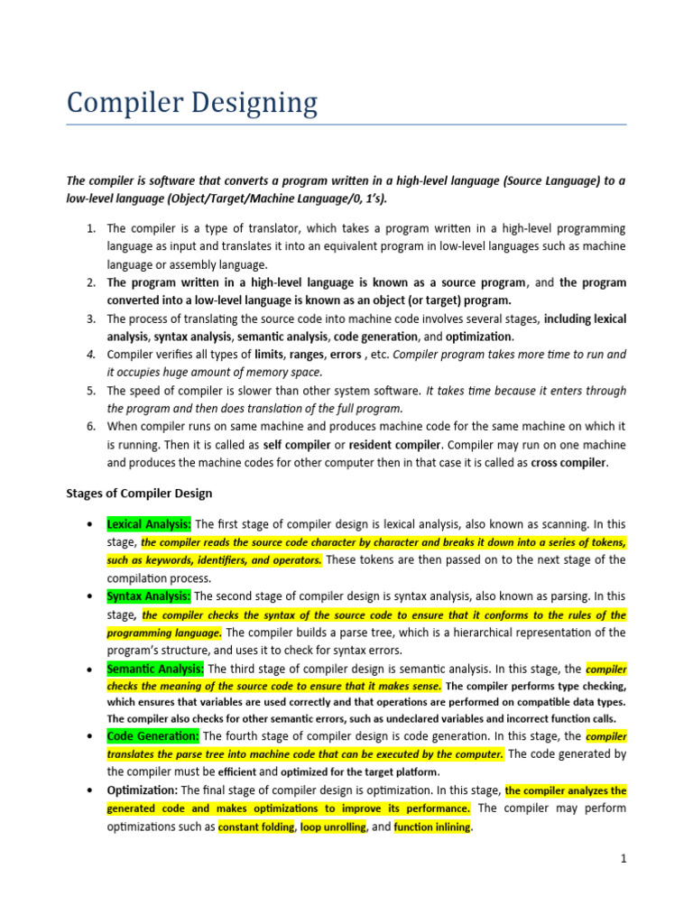 Compiler Design and Optimization | PDF | Art | Computers