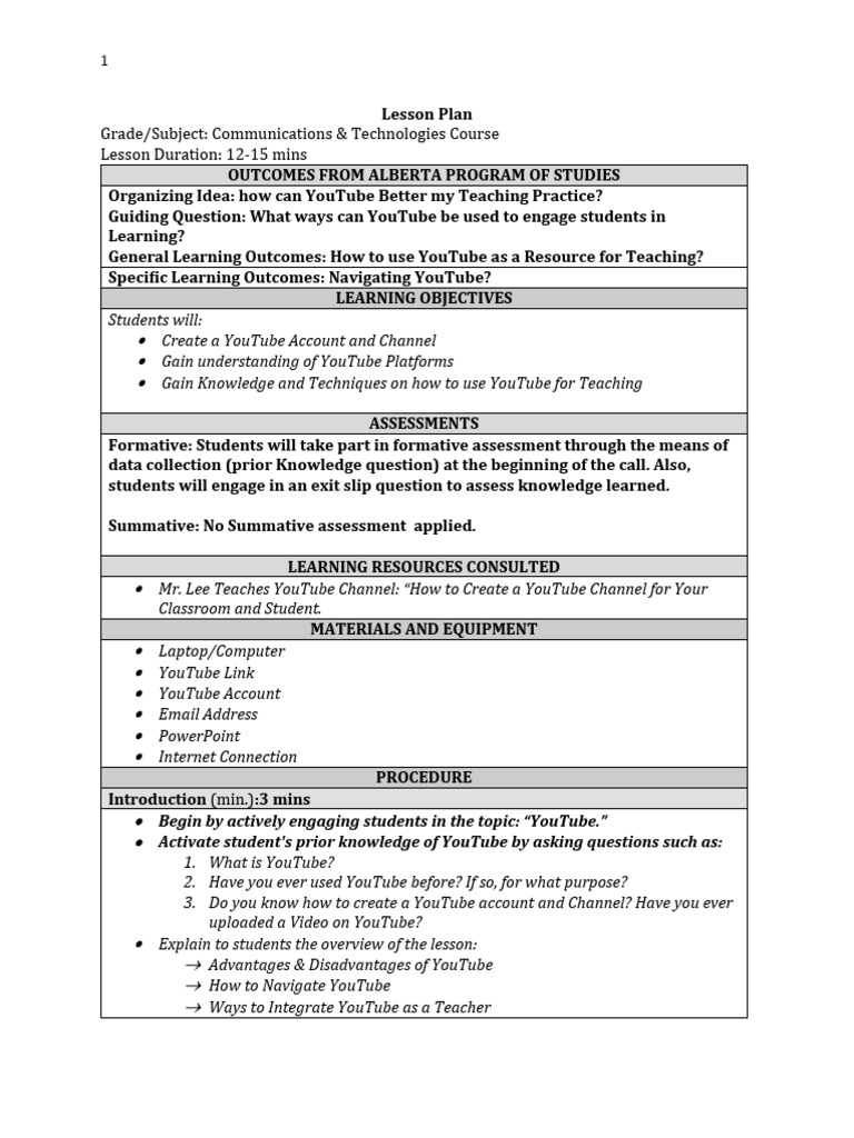 Lesson Plan For Micro Teach Lesson | PDF