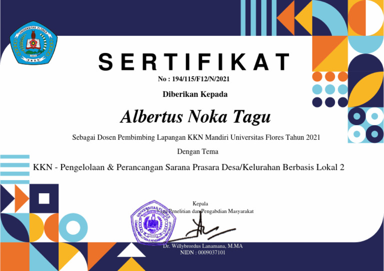 Sertifikat Dosen Pendamping Lapangan | PDF