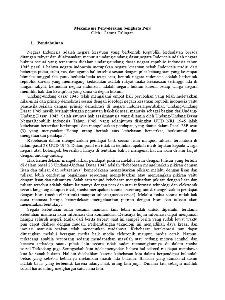 Mekanisme Penyelesaian Sengketa Pers | PDF Mekanisme Penyelesaian Sengketa Pers | PDF
