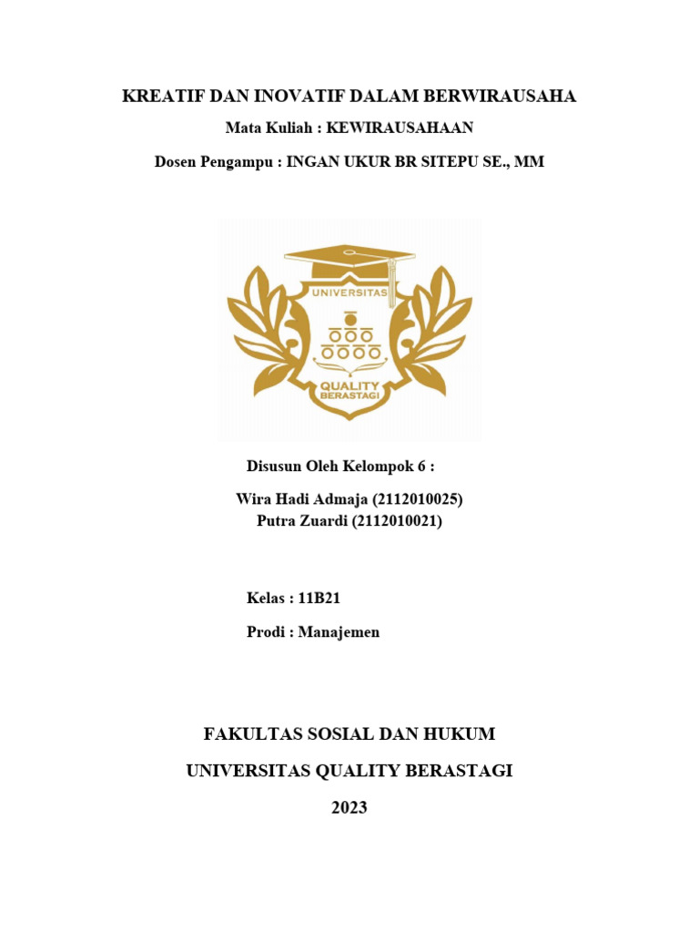 Kratif Dan Inovatif Dalam Berwirausaha | PDF