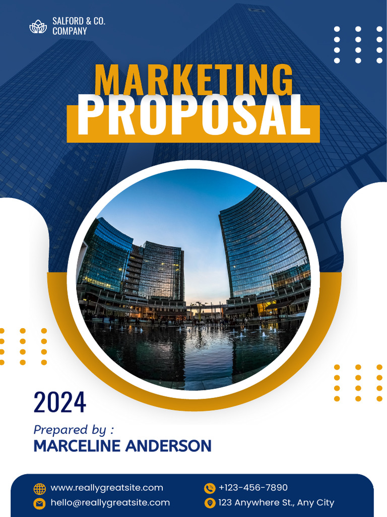 Blue and Yellow Marketing Proposal Cover Document A4 | PDF
