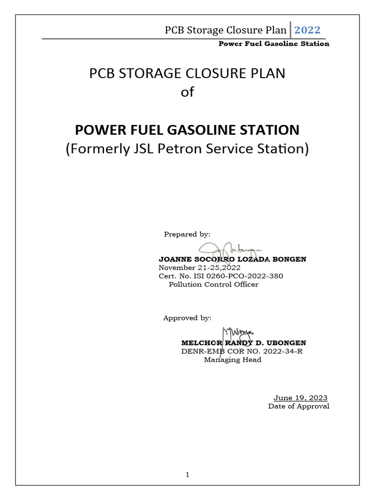 PCB Storage Closure Plan | PDF