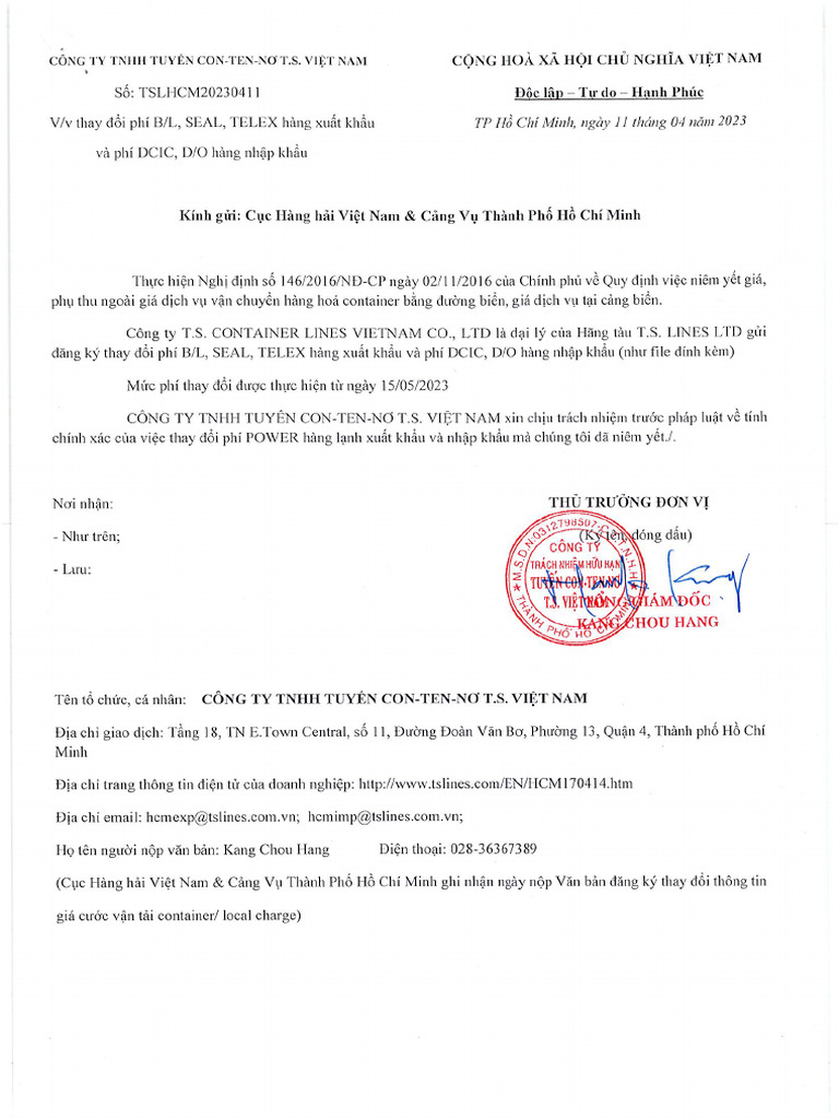 TS - Lines - Bảng Giá Cước | PDF