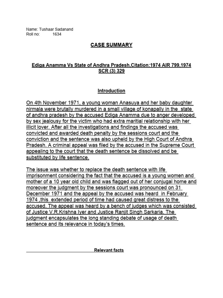 Legal Analysis: Ediga Anamma Case | PDF