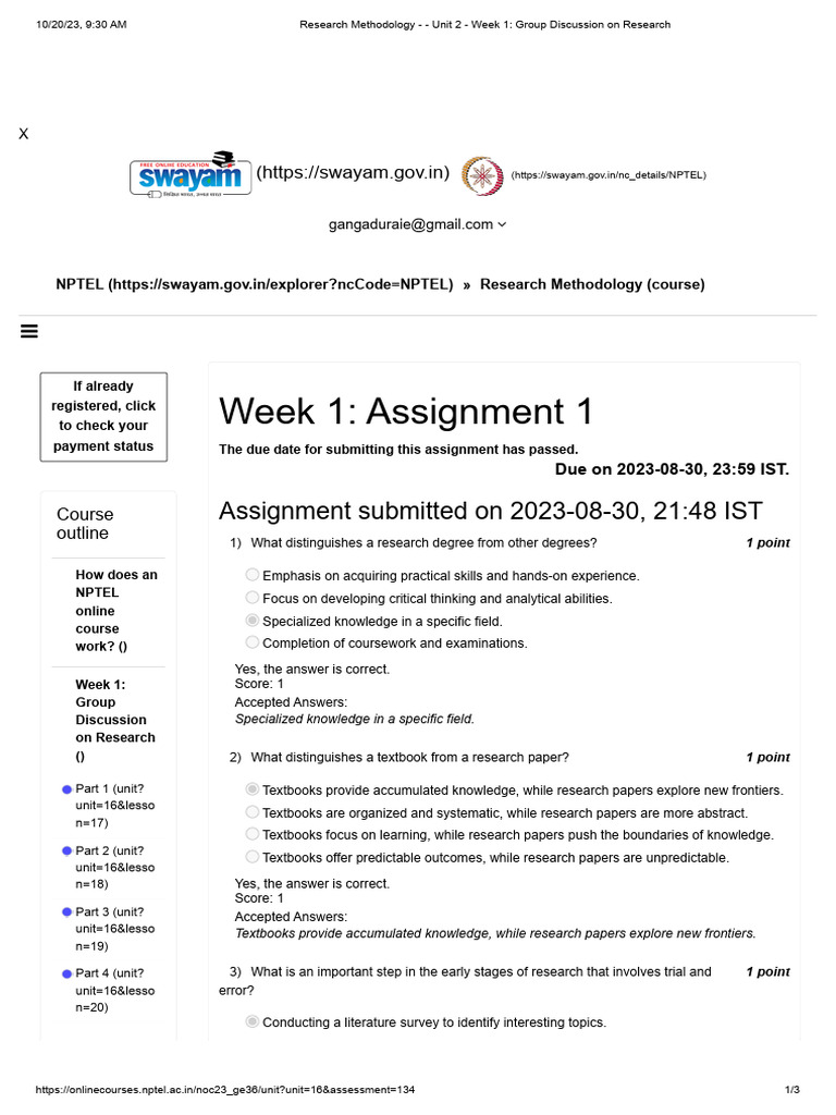 Research Methodology - Unit 2 - Week 1 - Group Discussion On Research | PDF | Methodology | Goal