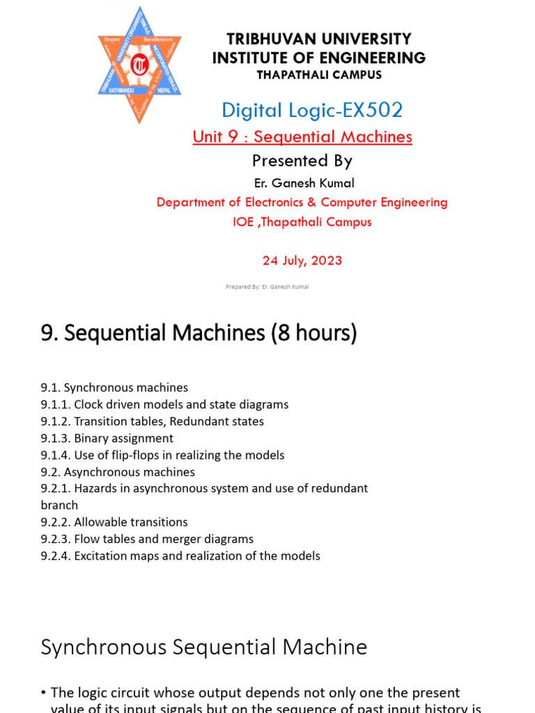 Dl Unit 9 Sequential Machine Pdf Computer Programming Computer Engineering