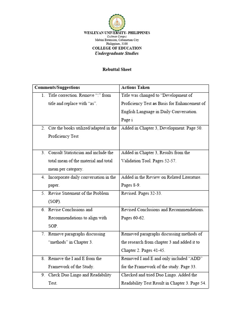 Rebuttal Sheet | PDF