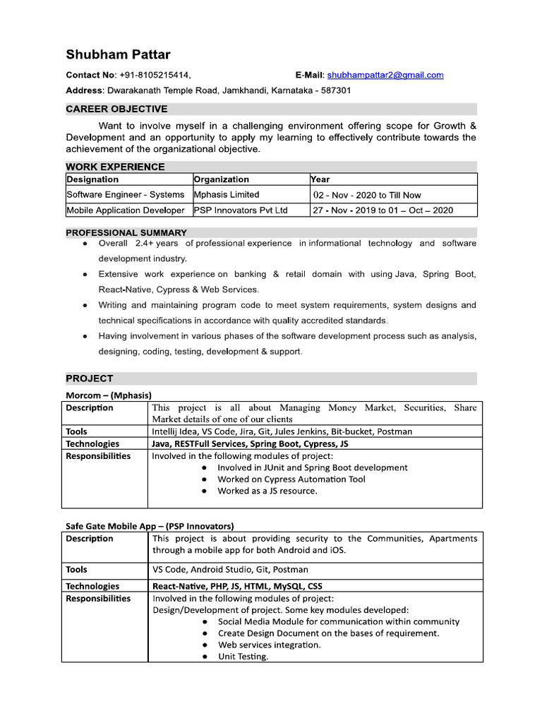 Shubham Resume New | PDF